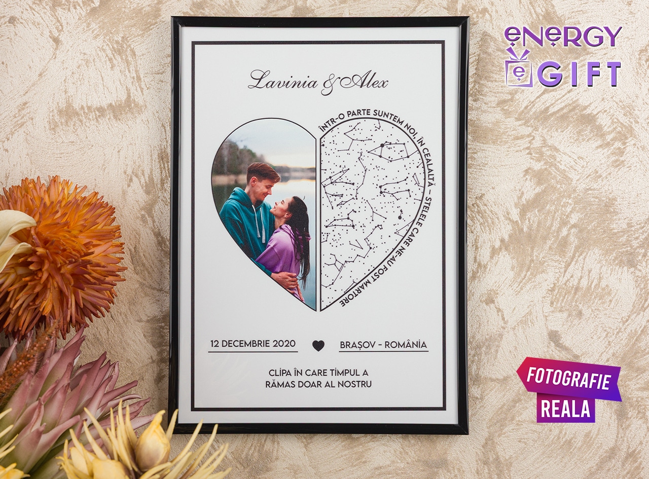 Tablou Sky Map Personalizat – Stelele din Noaptea Nunții