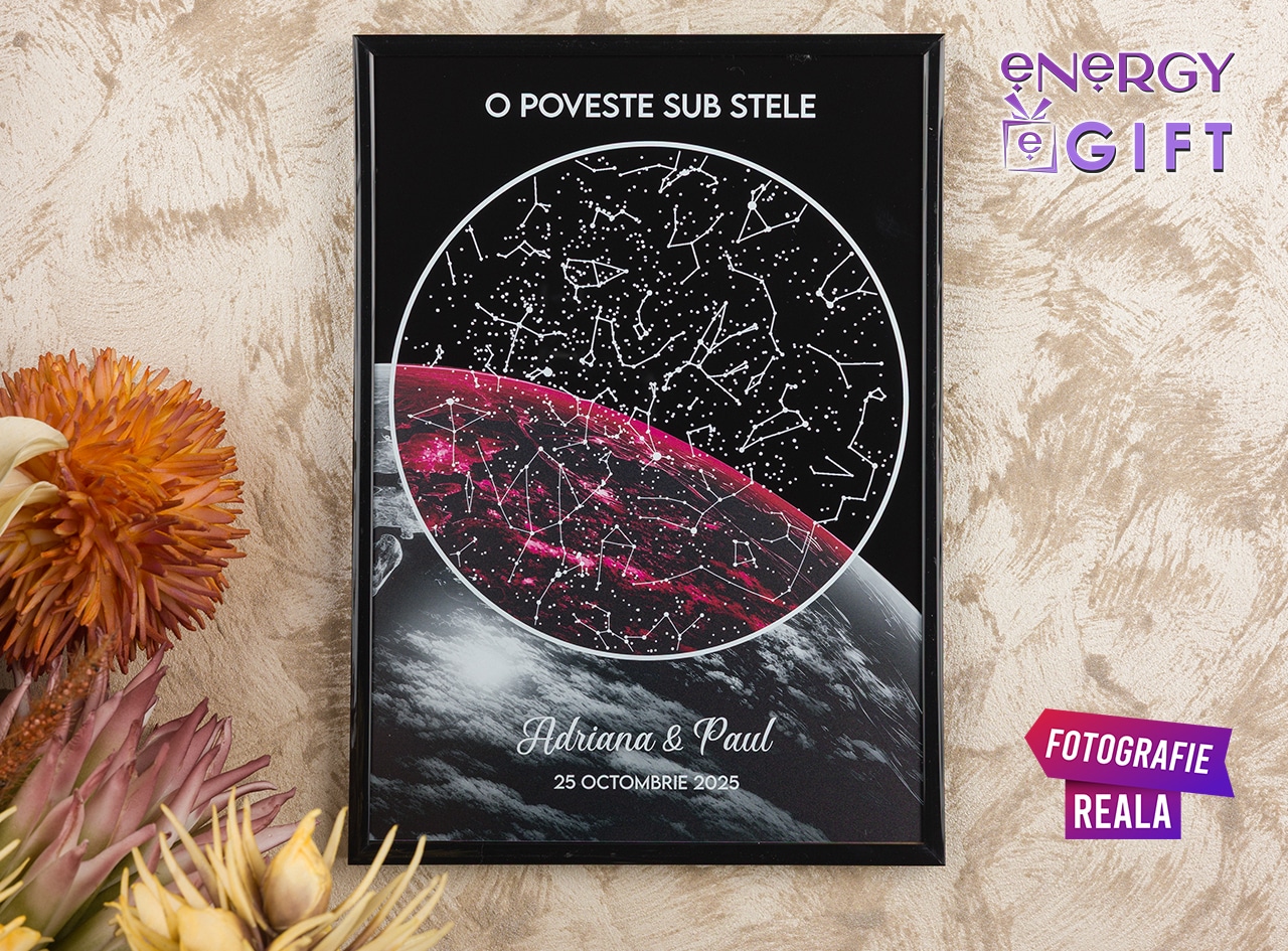 Stelele din Ziua Aleasă – Tablou Sky Map Personalizat cu Mesaj